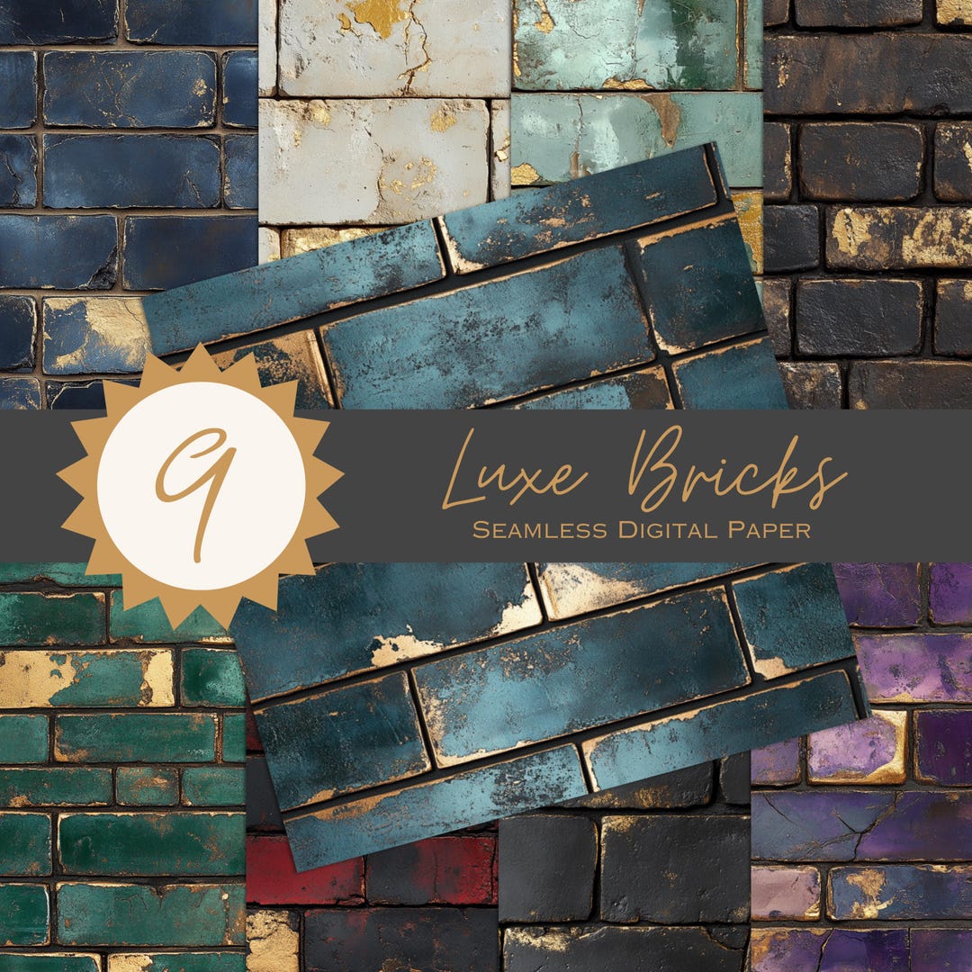 Luxe Bricks - Seamless Digital Pattern - Set of 9 Brick Patterns With ...