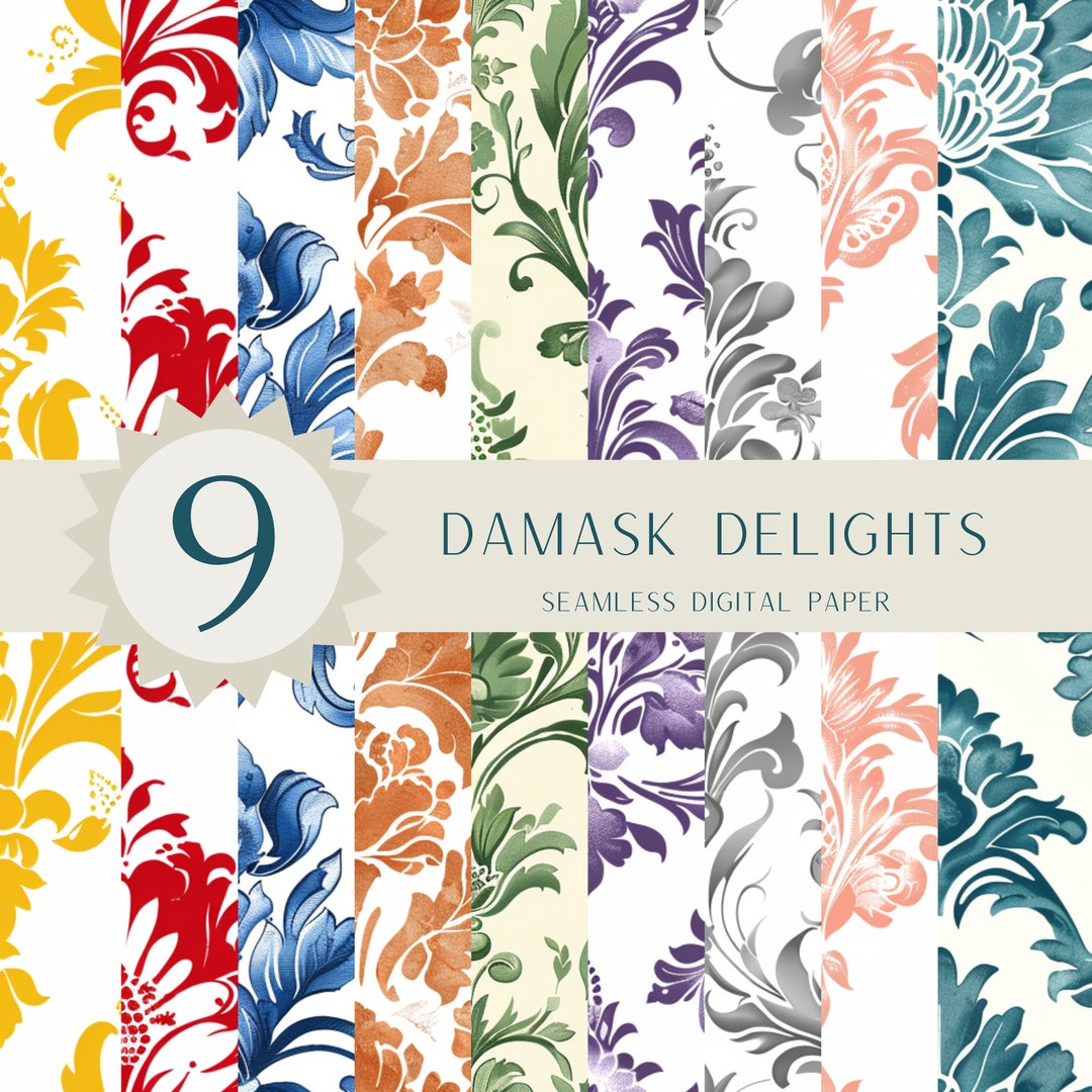 Seamless Digital Print Damasking Delights, Scrapbooking Paper, Digital ...