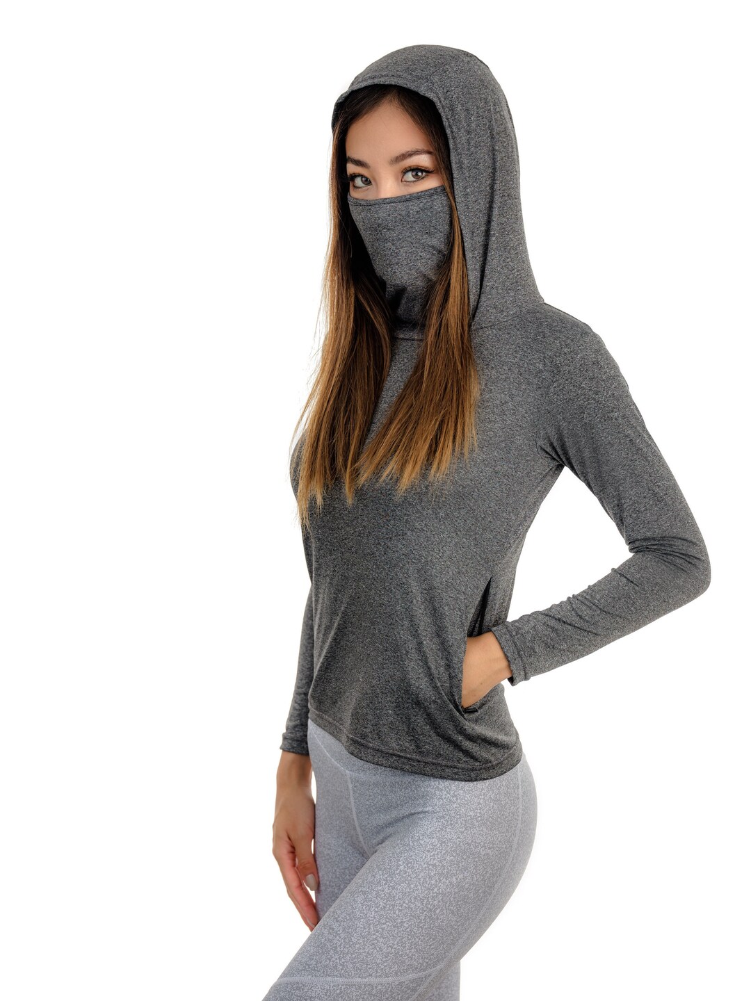 Women's Hooded Long Sleeve Shirt With Built-in Mask Nose - Etsy