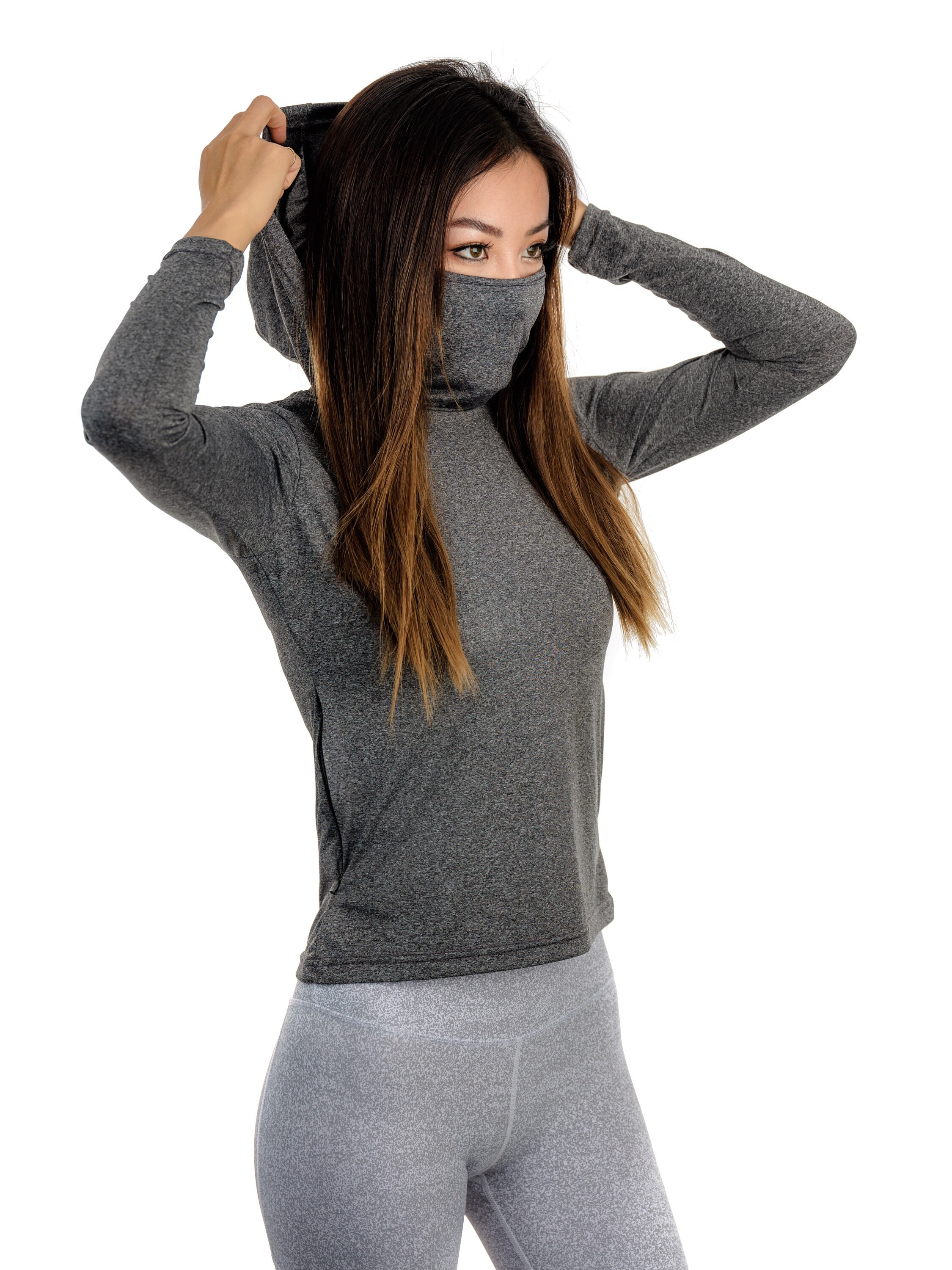 Women's Hooded Long Sleeve Shirt With Built-in Mask Nose - Etsy