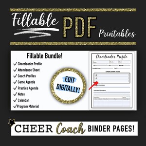 Cheerleading Coach Binder Fillable and Printable, Digital Planning ...