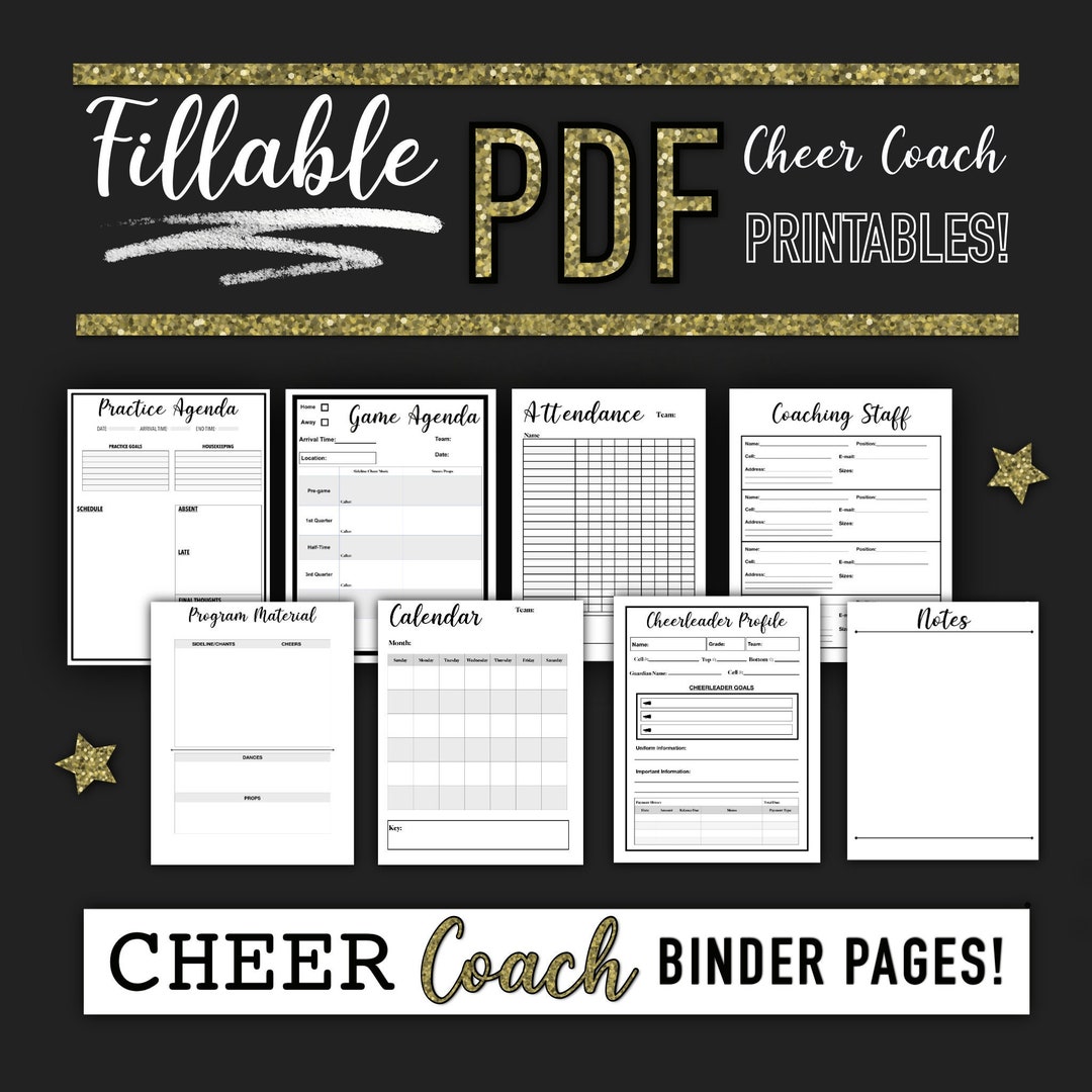 Cheerleading Coach Binder Fillable and Printable, Digital Planning ...