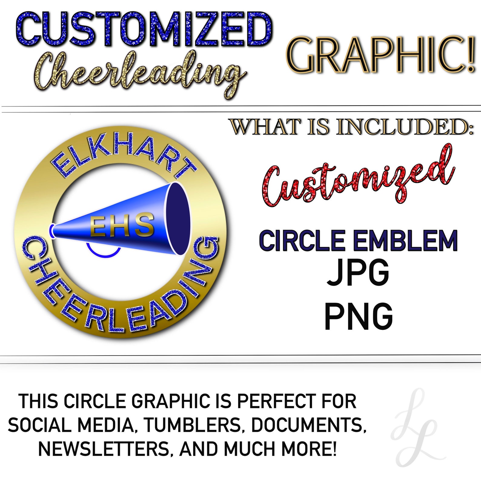 Custom Cheerleading Graphic Logo, Custom JPEG JPG, PNG, Custom Logo ...