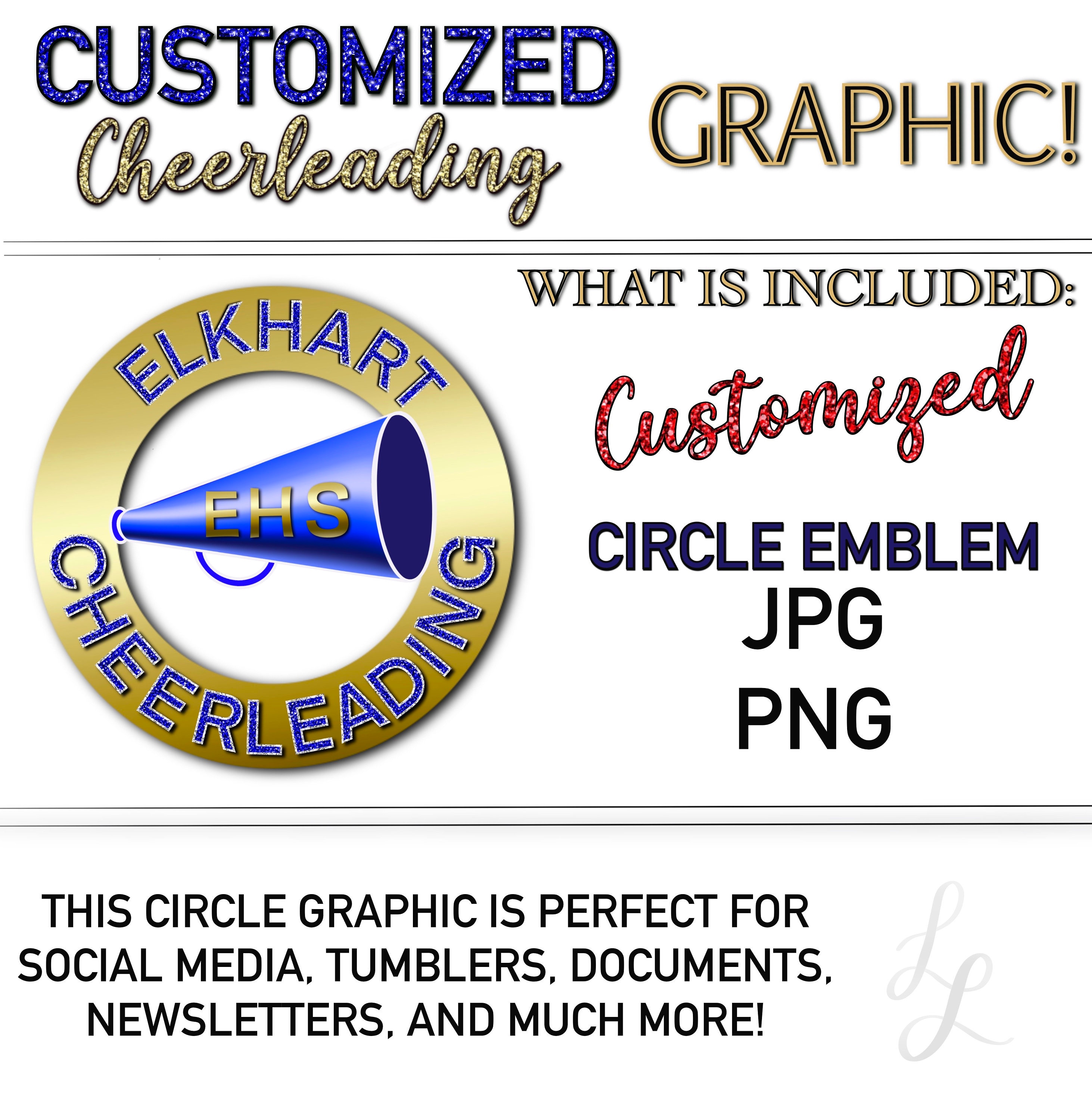 Custom Cheerleading Graphic Logo, Custom JPEG JPG, PNG, Custom Logo ...
