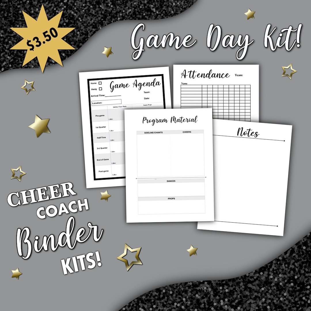 Cheerleader Game Day, Cheerleading Coach Binder Printable, Digital ...