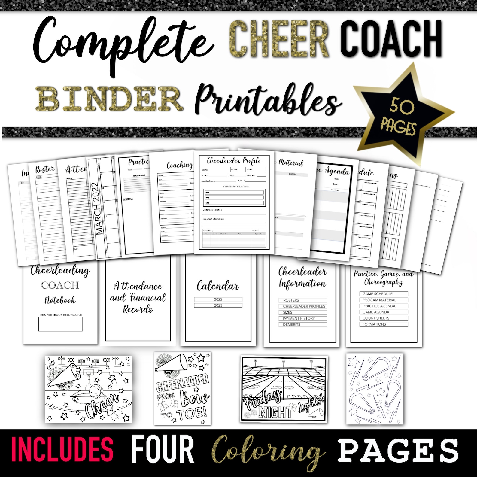 Complete Cheerleading Coach Binder Printable, Digital Planning, Cheer ...