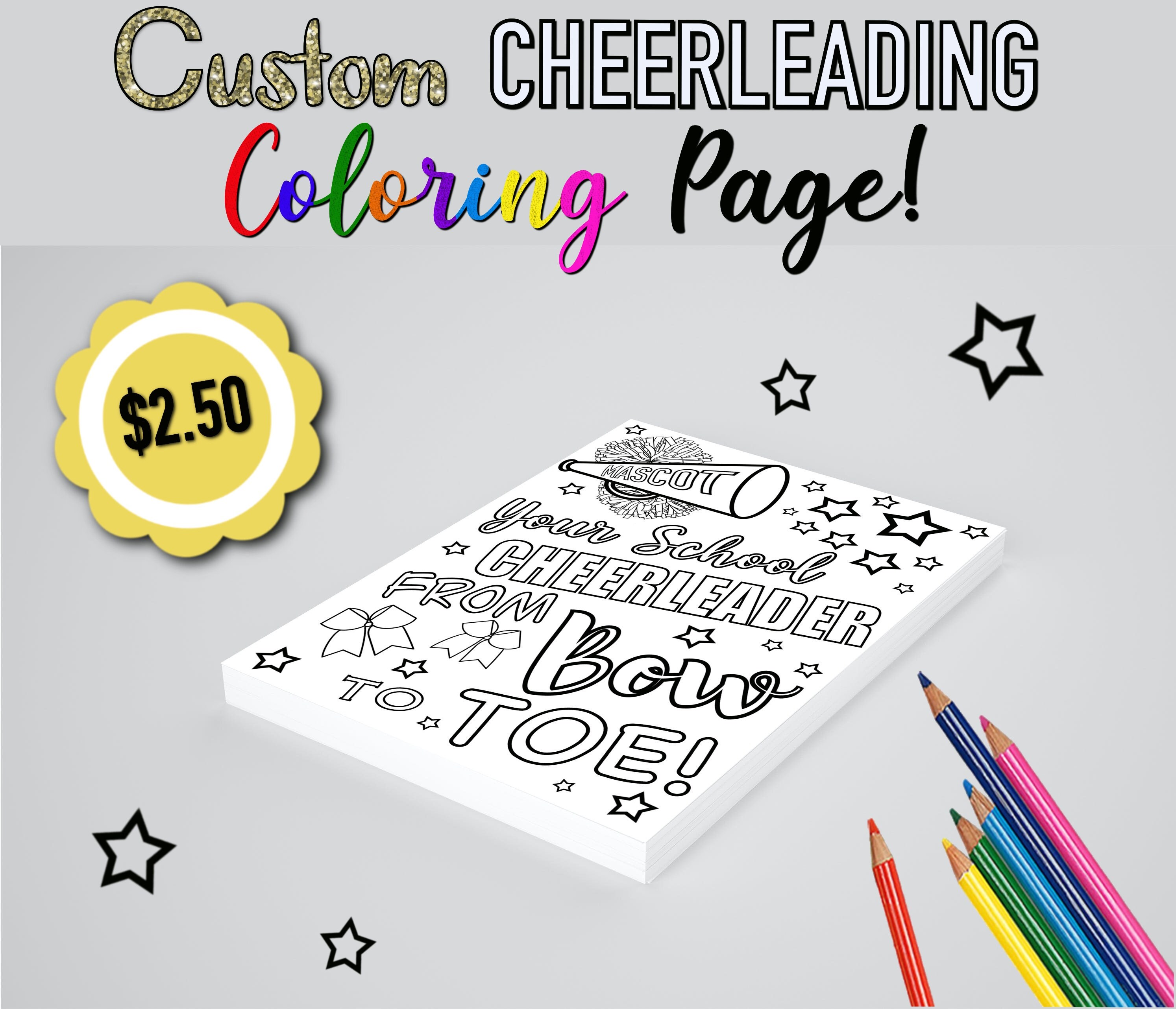Custom Cheerleading Coloring Page,team Coloring Cheer Page,cheer Crafts ...