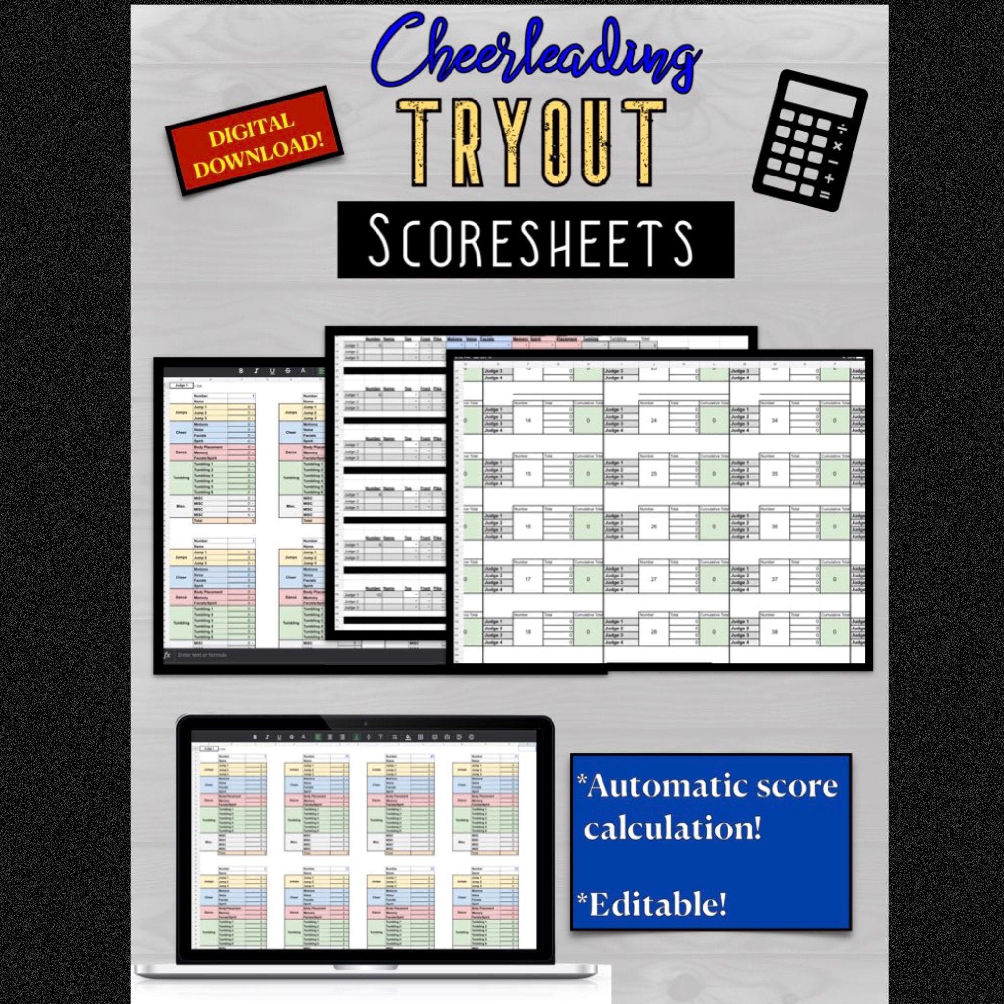 Cheerleading Tryout Digital Editable Scoresheets Automatic | Etsy