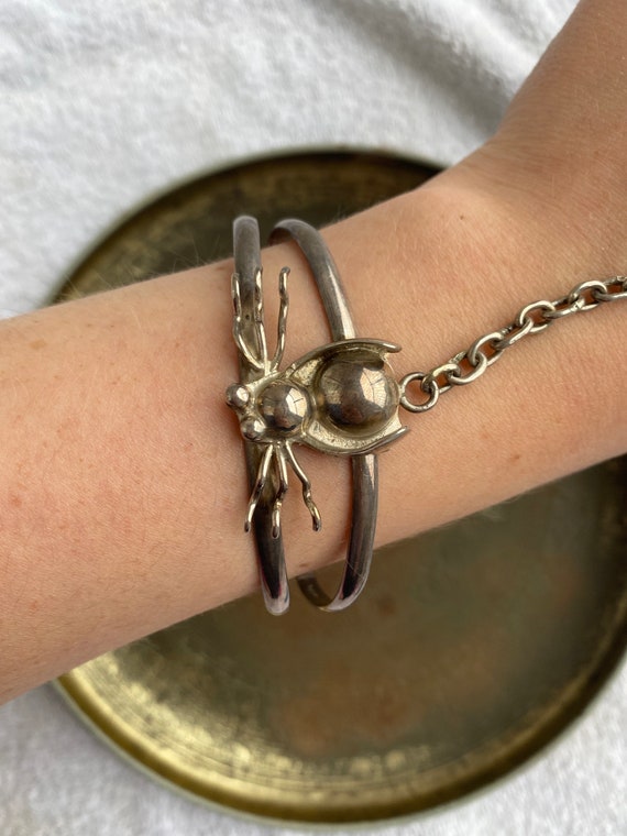Vintage Sterling Silver Spider Slave Bracelet, Made i… - Gem