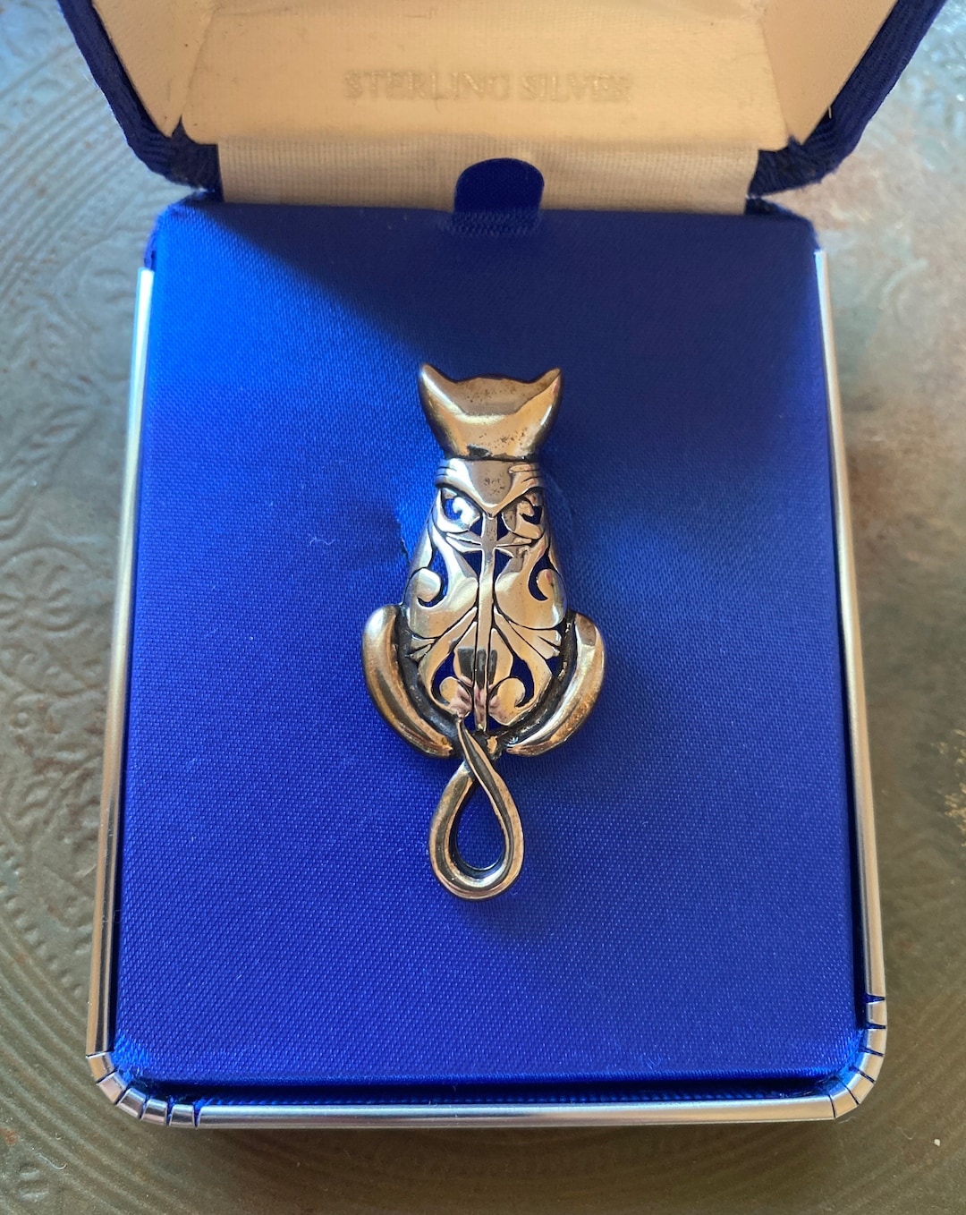 Vintage Jezlaine Sterling Silver Cat Pin Brooch - Etsy