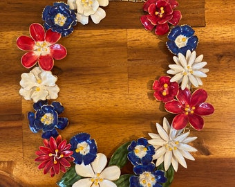 1960s Sandor Flower Necklace Enamel Daisy Gold Tone Womens Vintage ...