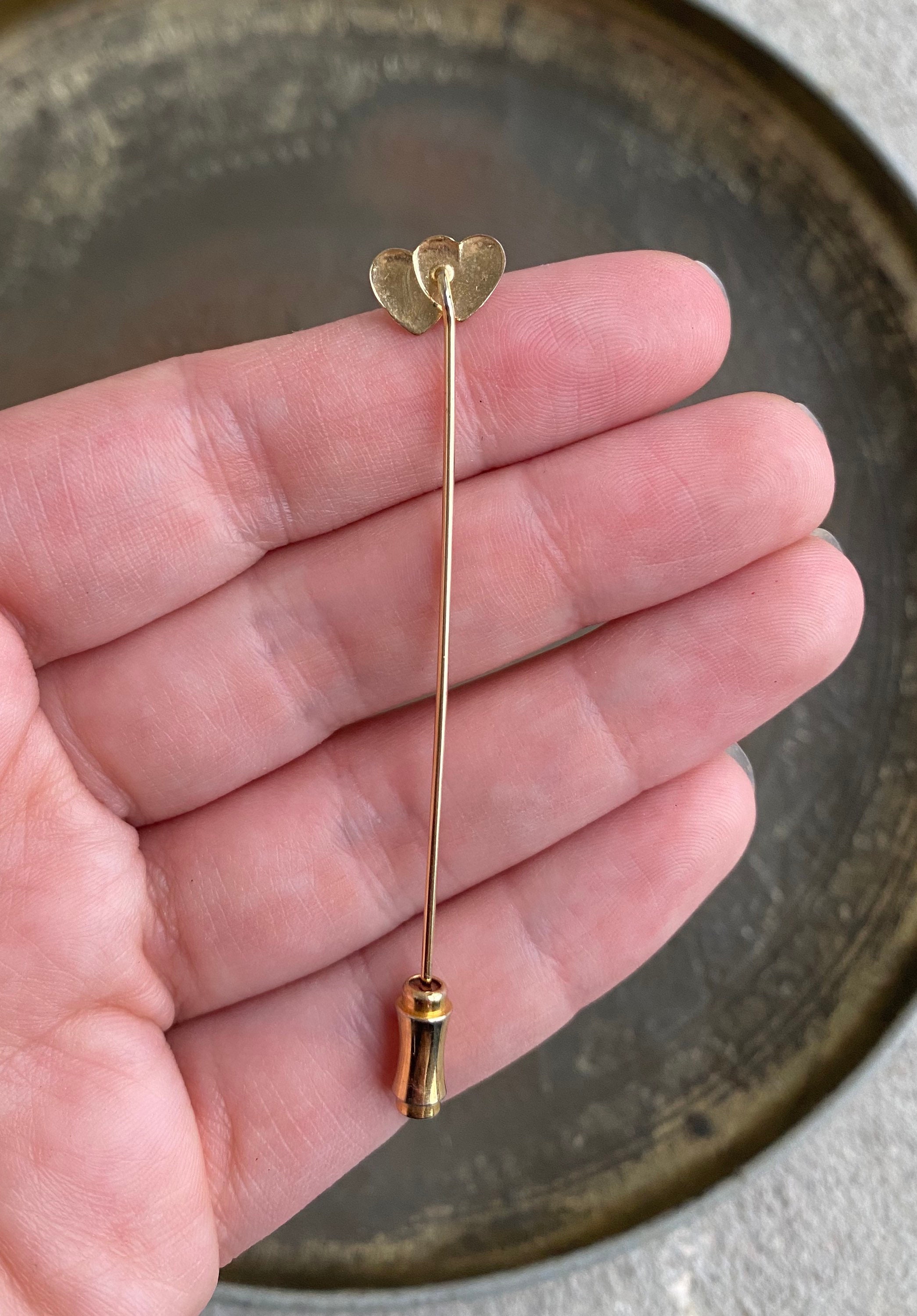 Vintage Overlapping Double Hearts Gold Tone Stick Pin - Etsy