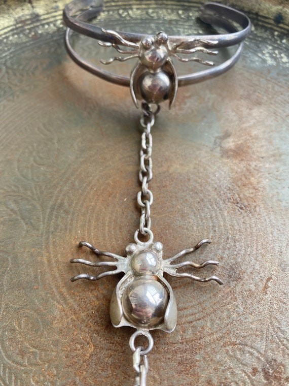 Vintage Sterling Silver Spider Slave Bracelet, Made i… - Gem