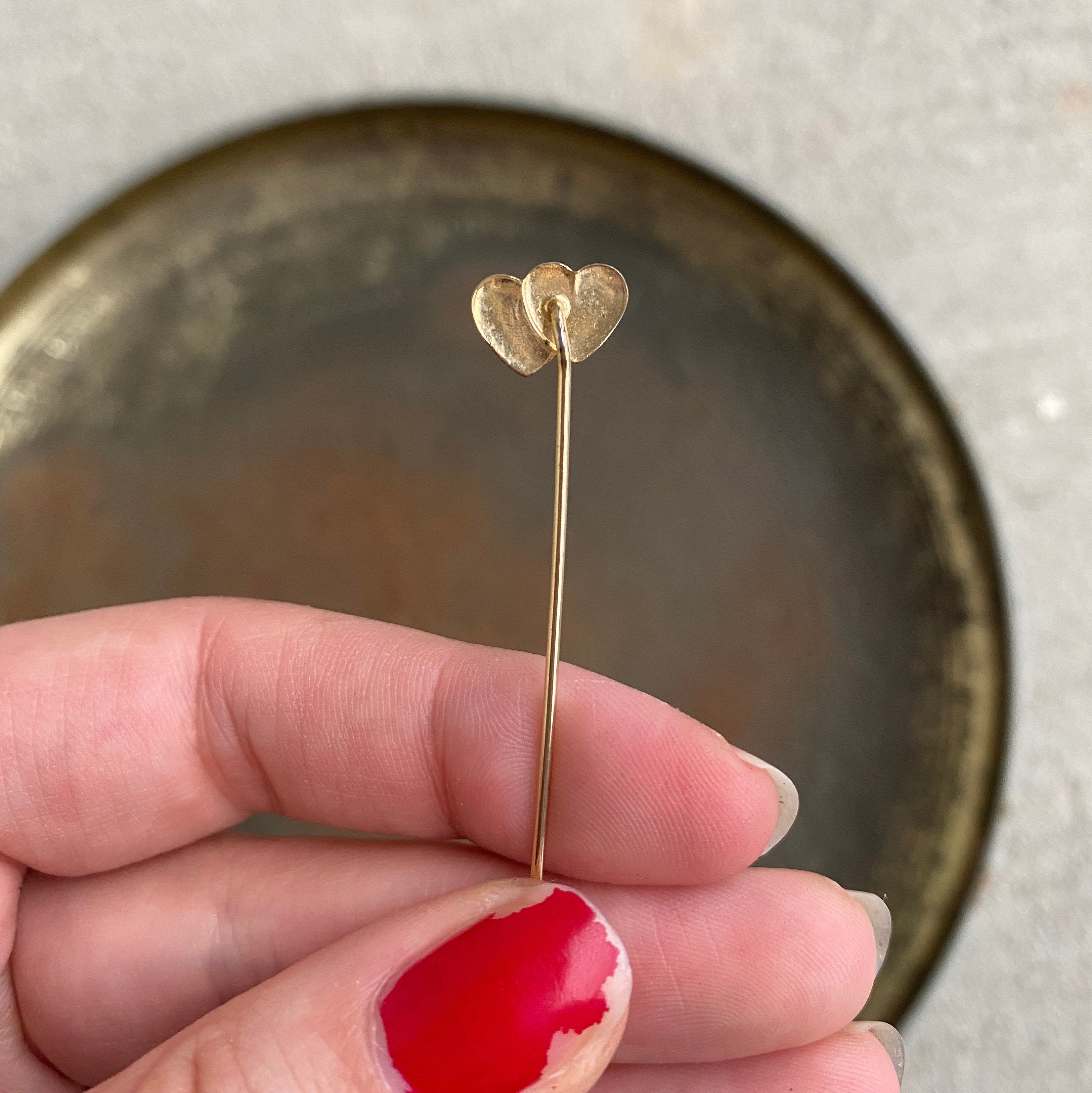 Vintage Overlapping Double Hearts Gold Tone Stick Pin - Etsy