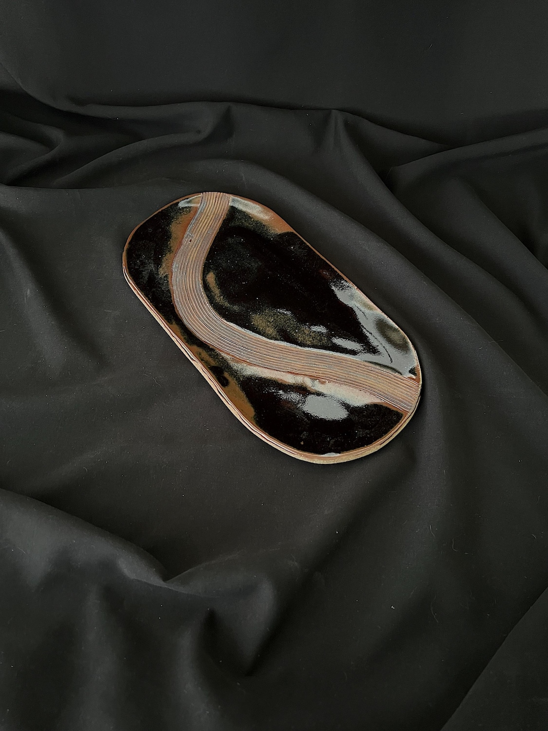 Rustic Handmade Oval Stoneware Platter With Carved Detail - Etsy