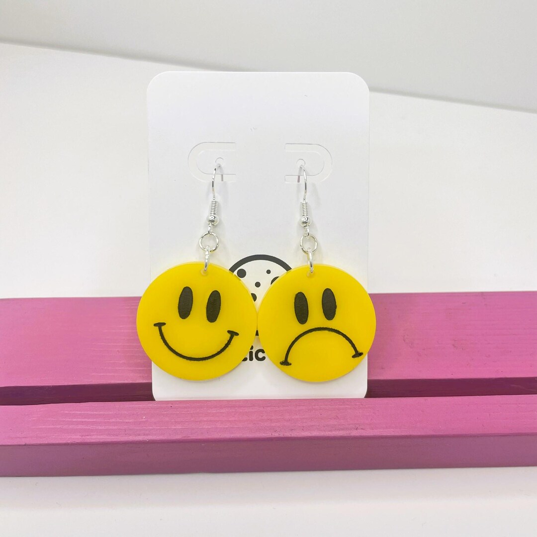 Smiley Sad Face Earrings - Etsy