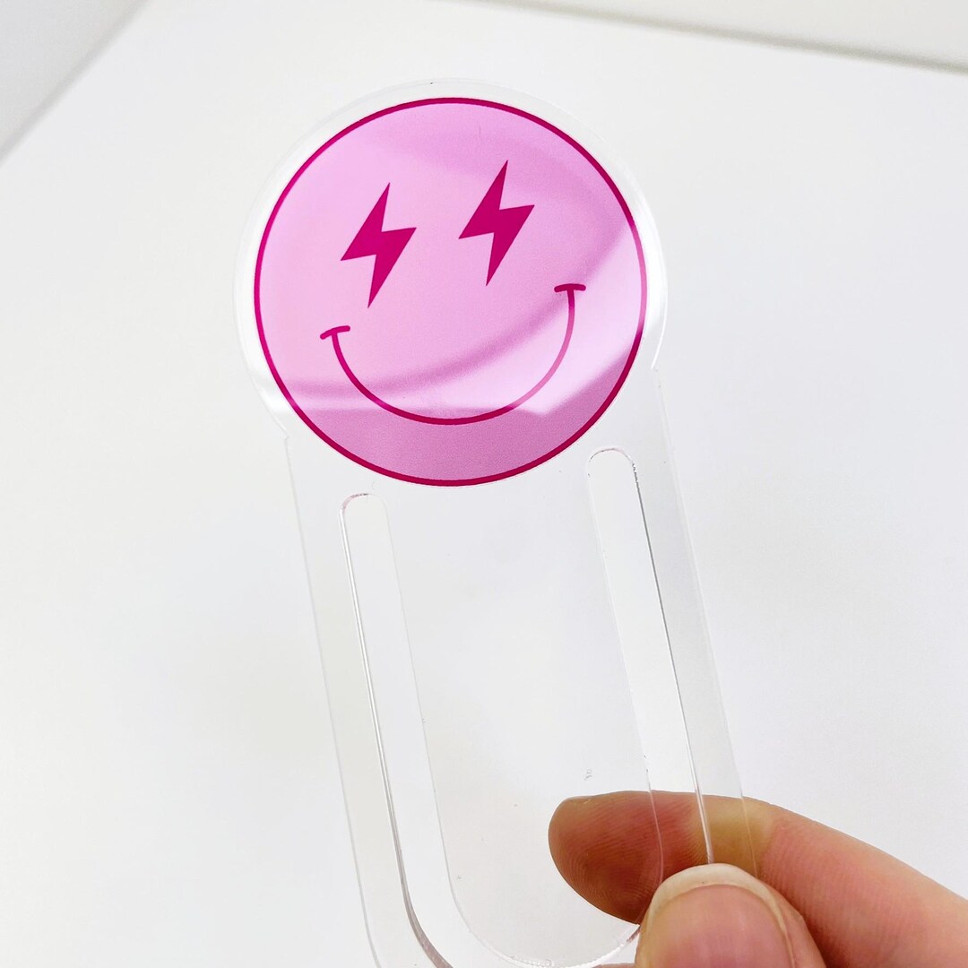 Pink Smiley Face Bookmark - Etsy