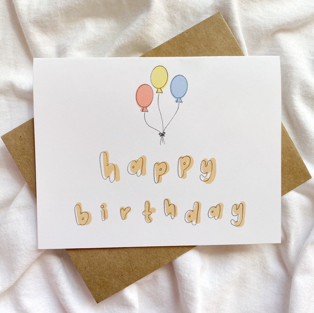 Happy Birthday Card - Cute Balloons - Etsy