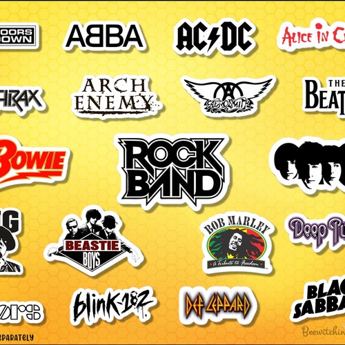80s Rock Band Stickers - Etsy
