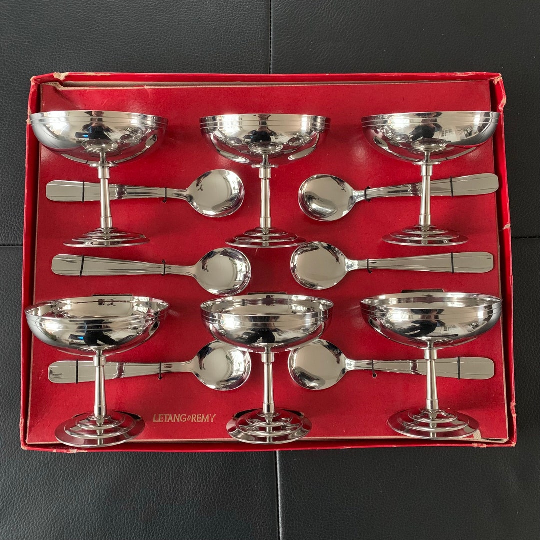 Letang Remy ensemble de 6 coupes et cuillères à champagne en inox ...