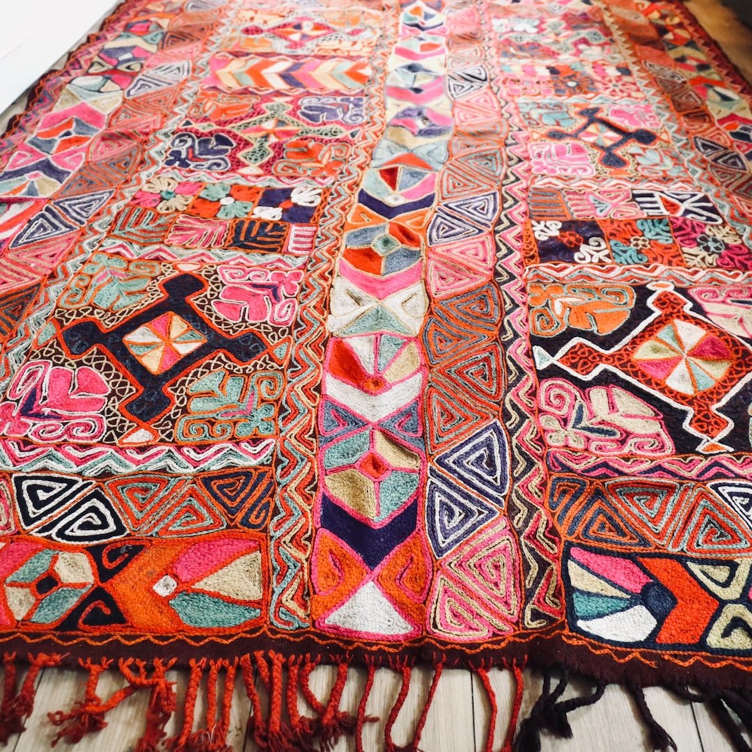 Hand Embroidered Iraq Kilim Rug, Iraqi Vintage Kilim, Antique Rug ...