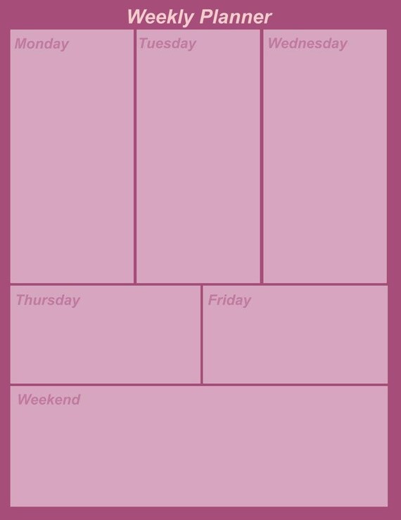 Printable Weekly Planner Maroon - Etsy