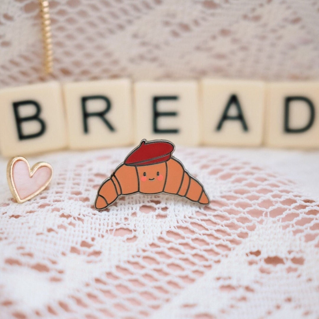 Cute Croissant Enamel Pin - Bread, Beret, Funny - Etsy