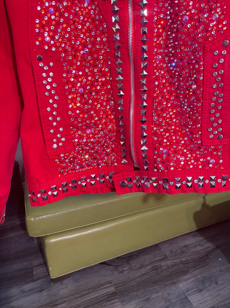 Red Denim Statement Fashion Jacket - Etsy