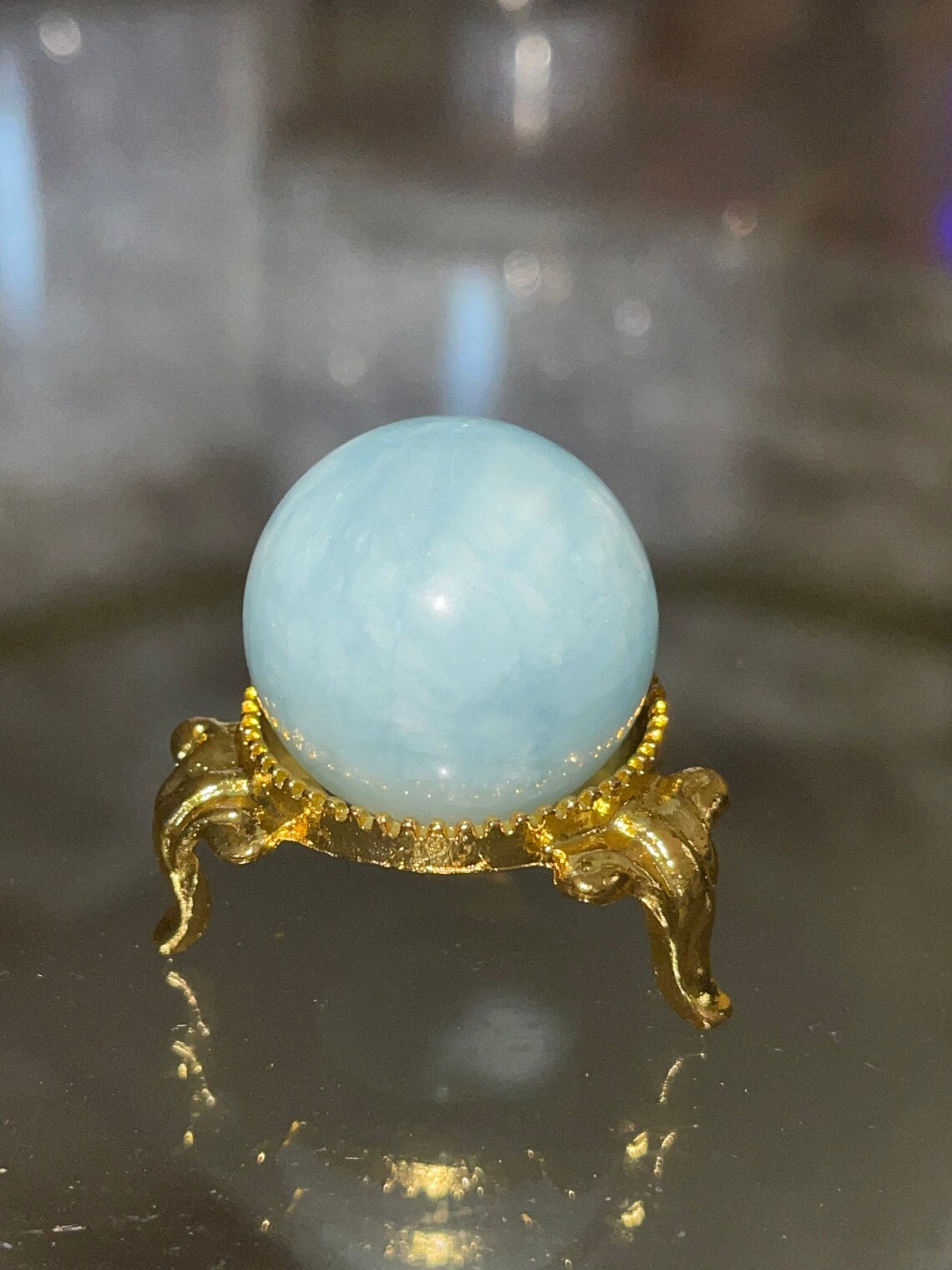 AQUAMARINE Crystal Mini Sphere With Stand | Etsy