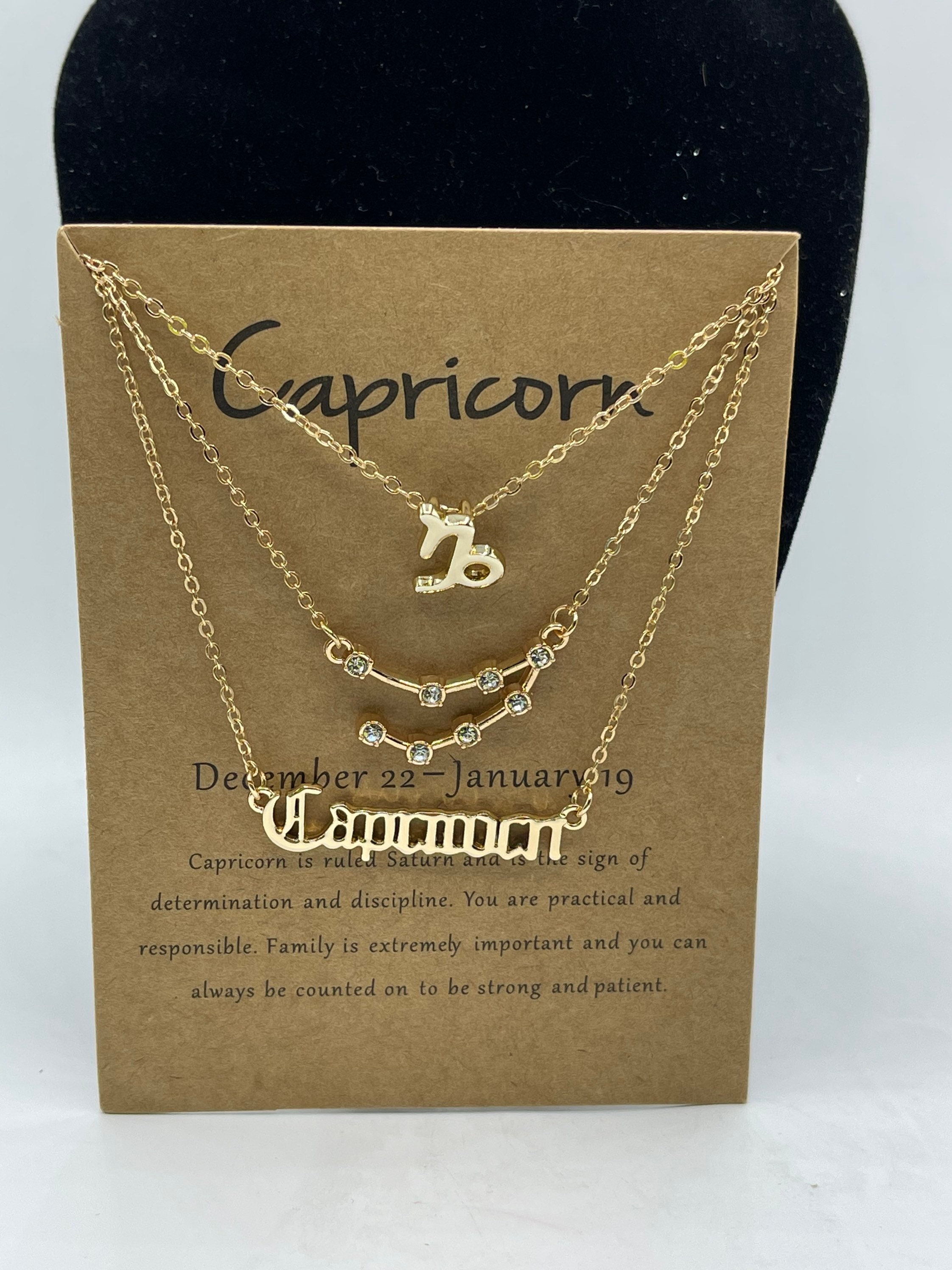 18k Gold Plated Capricorn 3-piece Necklace - Etsy