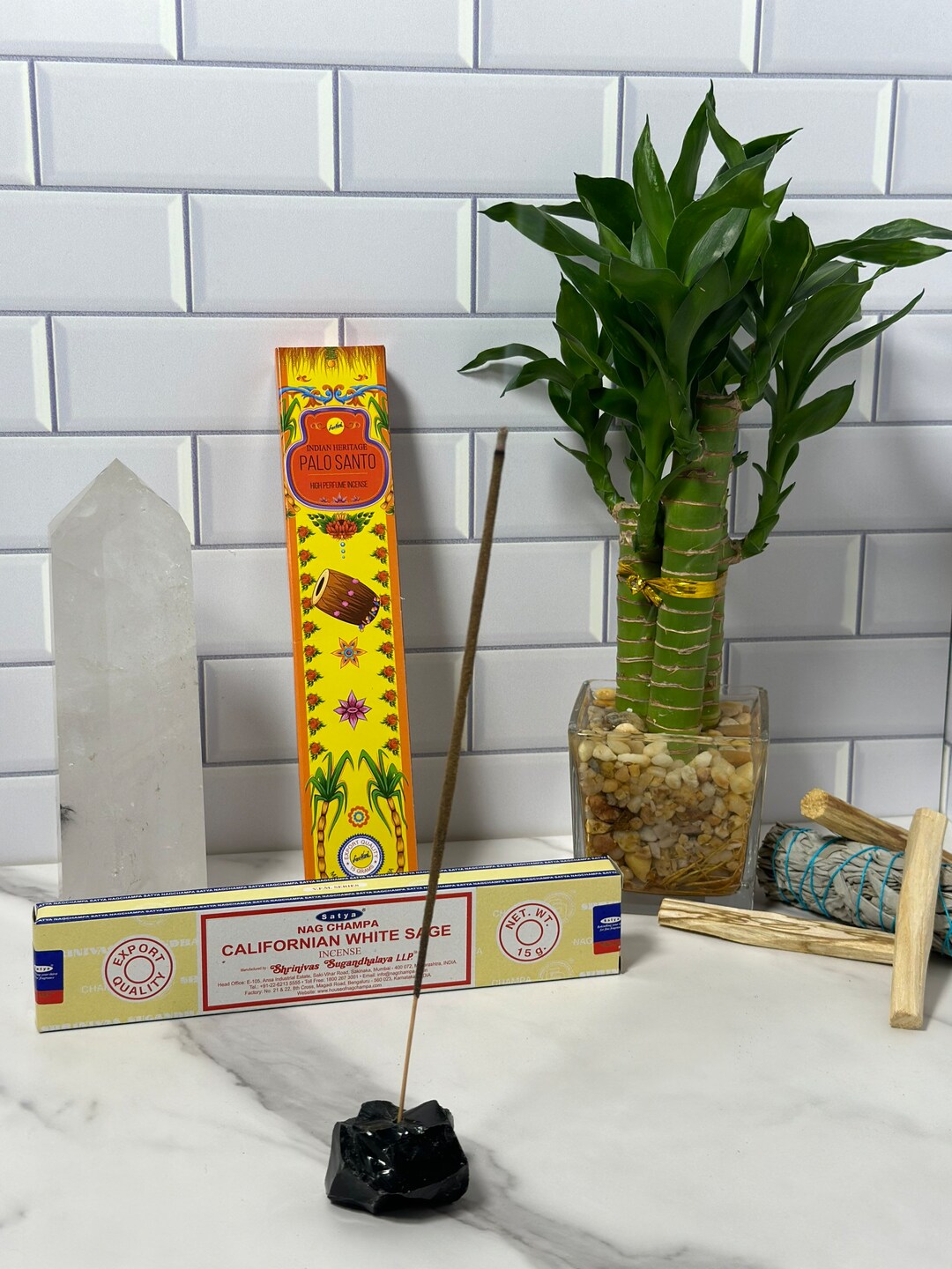 Black Obsidian Crystal Incense Holder Package - Etsy