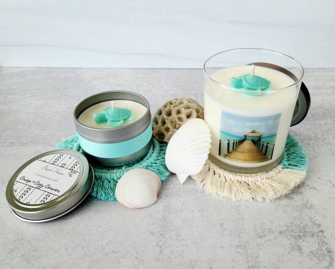 Turtle Soy Candle - Beach House Premium Hand Poured Soy Candle - Gift ...
