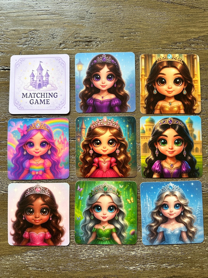 Princess Matching Game for Kids | Montessori Memory Cards for Toddlers ...