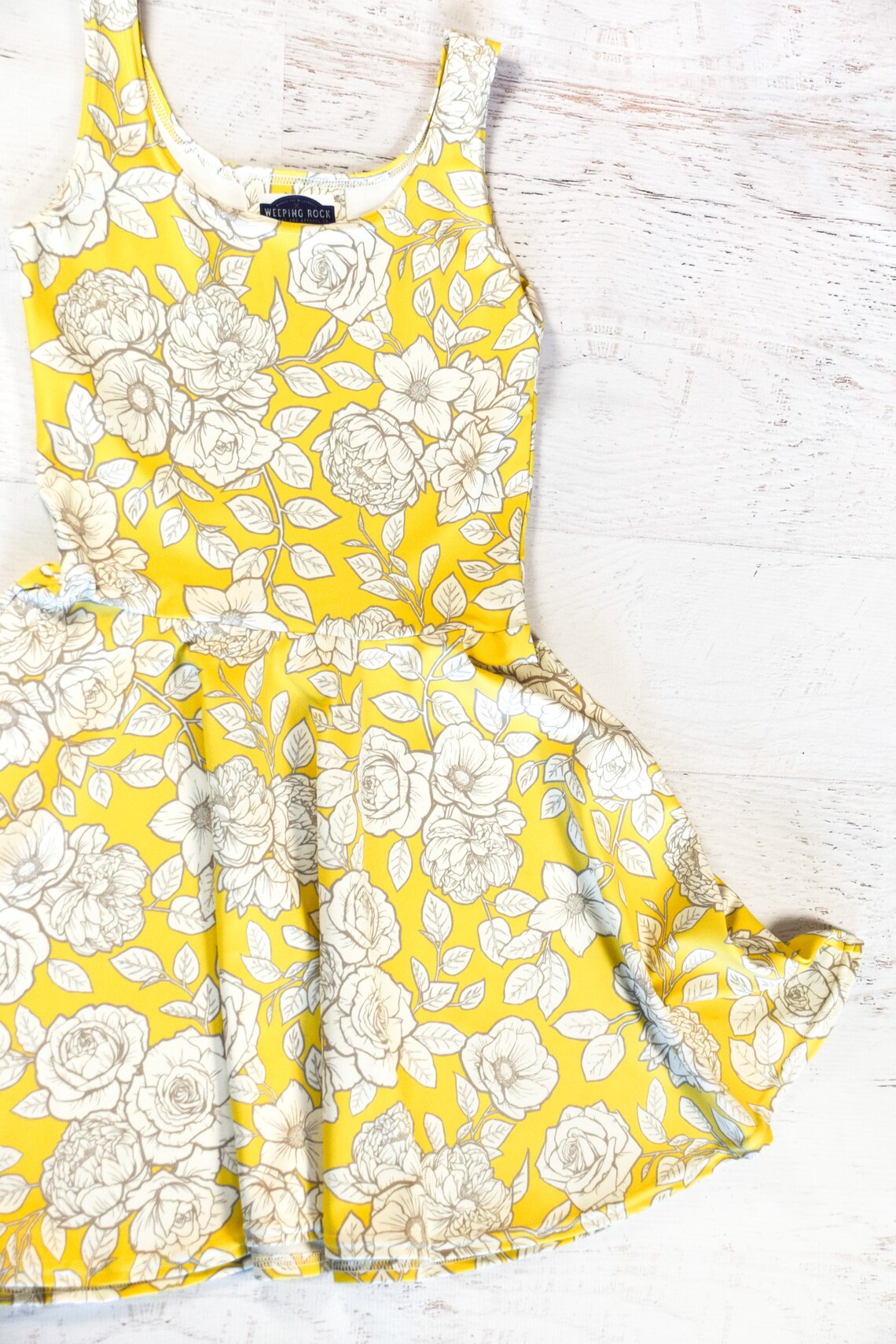 Yellow Floral Skater Dress - Etsy