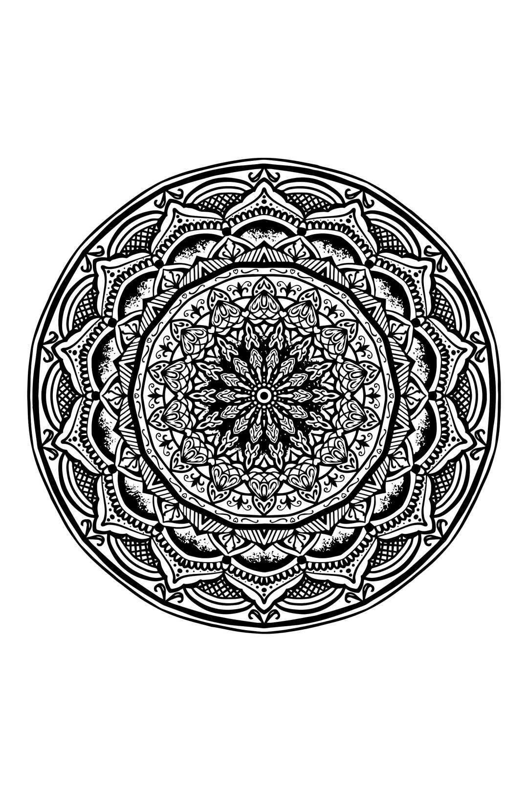 B&W Mandala PNG Printable Designs Zentangles Wall Art Print - Etsy