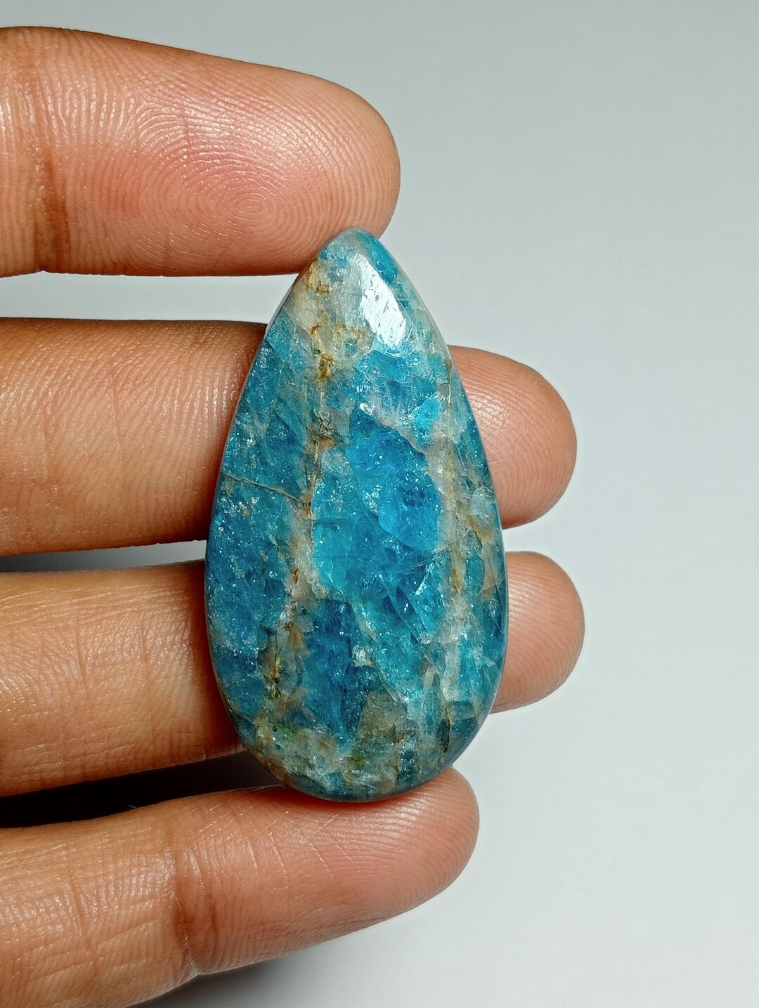 Apatite Cabochon: Natural Gemstone for Jewelry Making (56cts, 41x21 MM ...