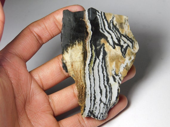 Unpolished 'SLAB' Black Zebra Jasper Cabochonblack | Etsy
