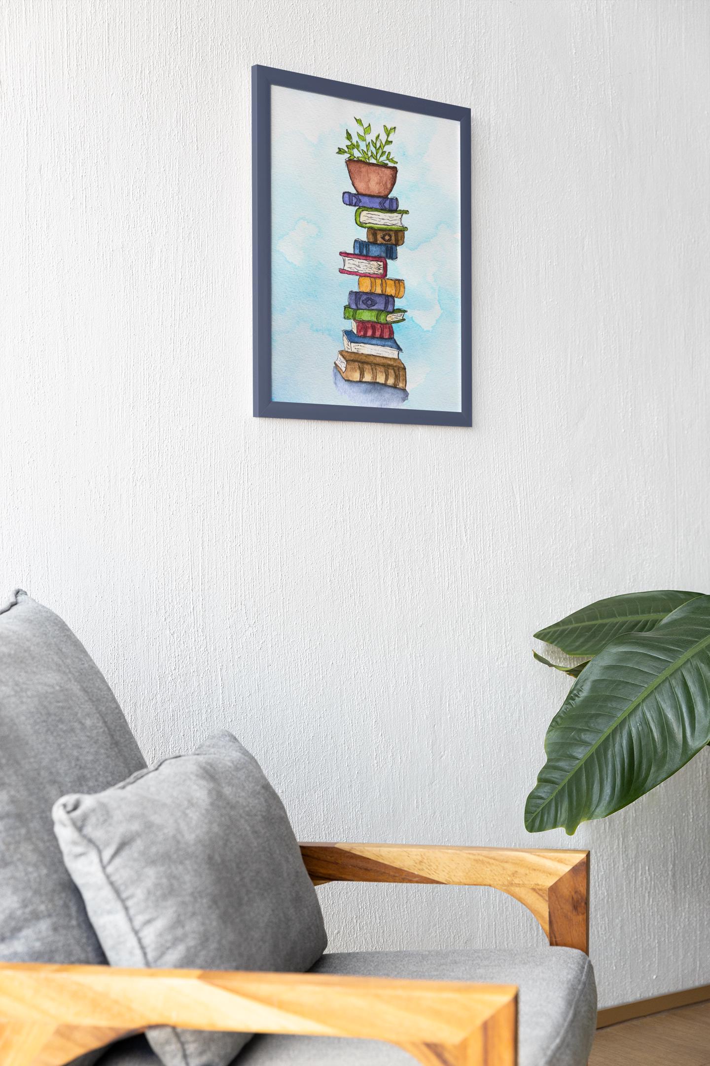 Book Worm Printable Wall Art, Digital Product, Room Decor, Book Lovers ...