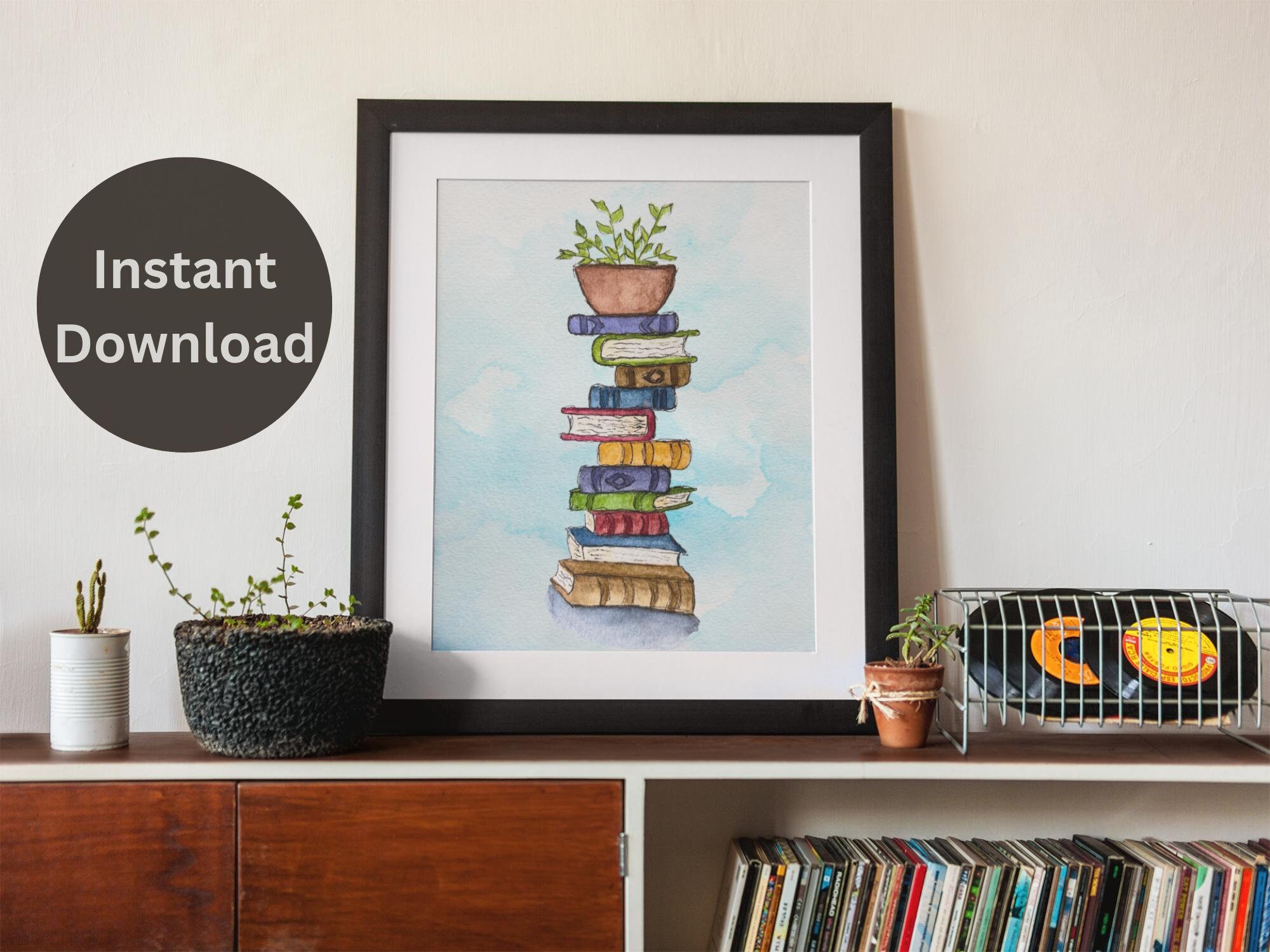 Book Worm Printable Wall Art, Digital Product, Room Decor, Book Lovers ...