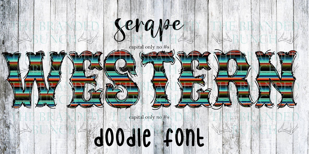 Serape Print Western Doodle Font PNG - Etsy