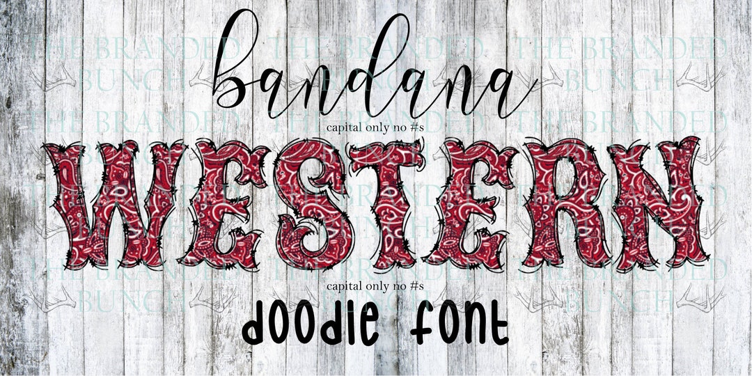Bandana Western Doodle Font PNG - Etsy