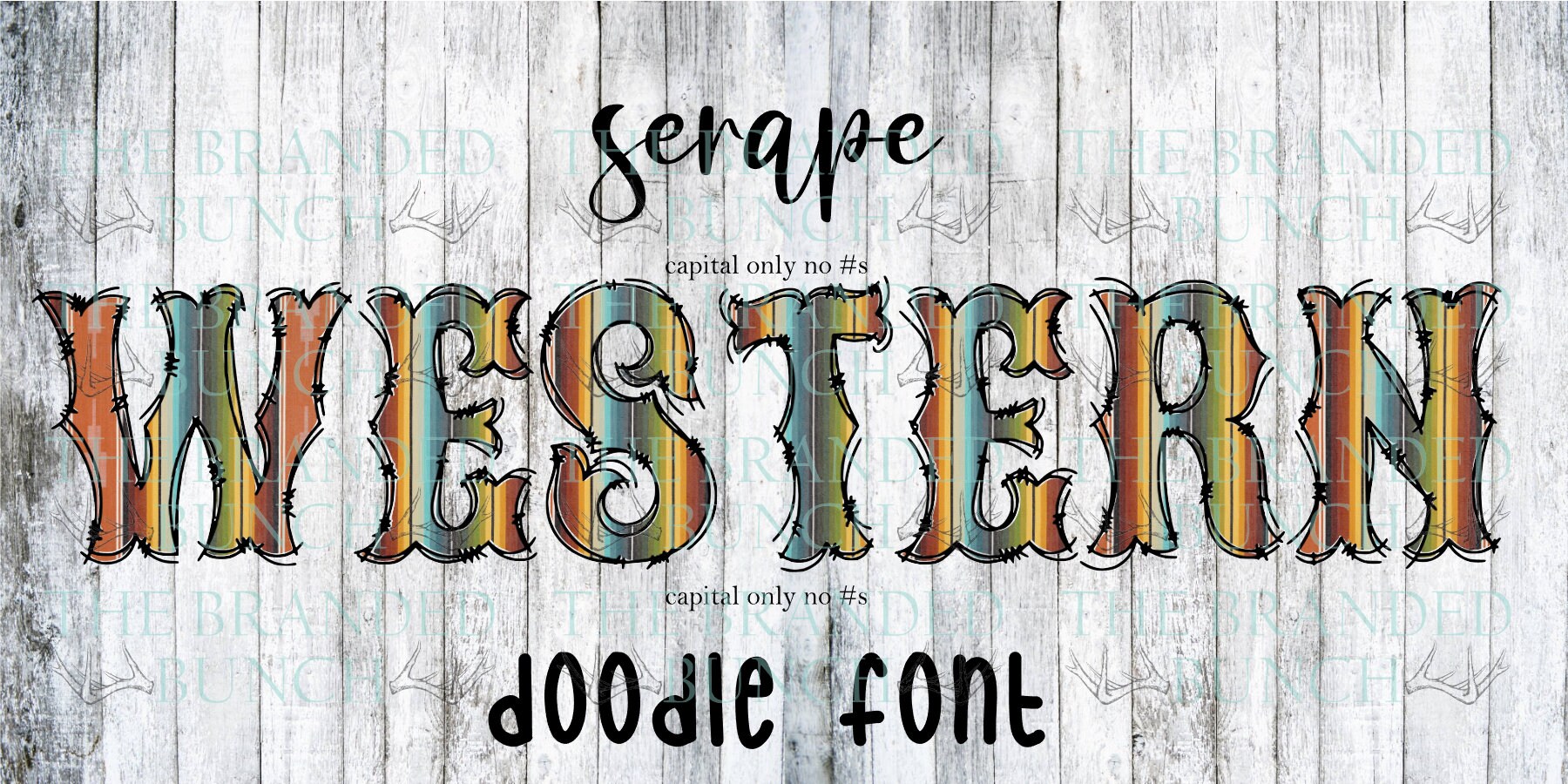 Serape Print Western Doodle Font PNG - Etsy