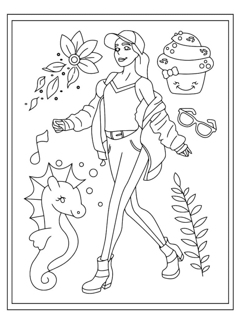 Fashion Coloring Book for Girls Fun Fashion and Fresh Styles- 29 Pages ...