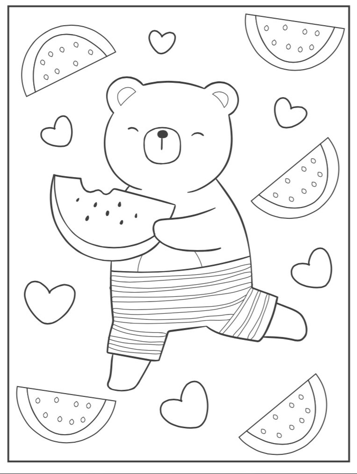 Cute Bear Coloring- 21 Pages- Digital Prints - Etsy