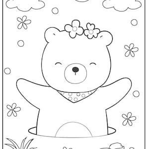 Cute Bear Coloring- 21 Pages- Digital Prints - Etsy