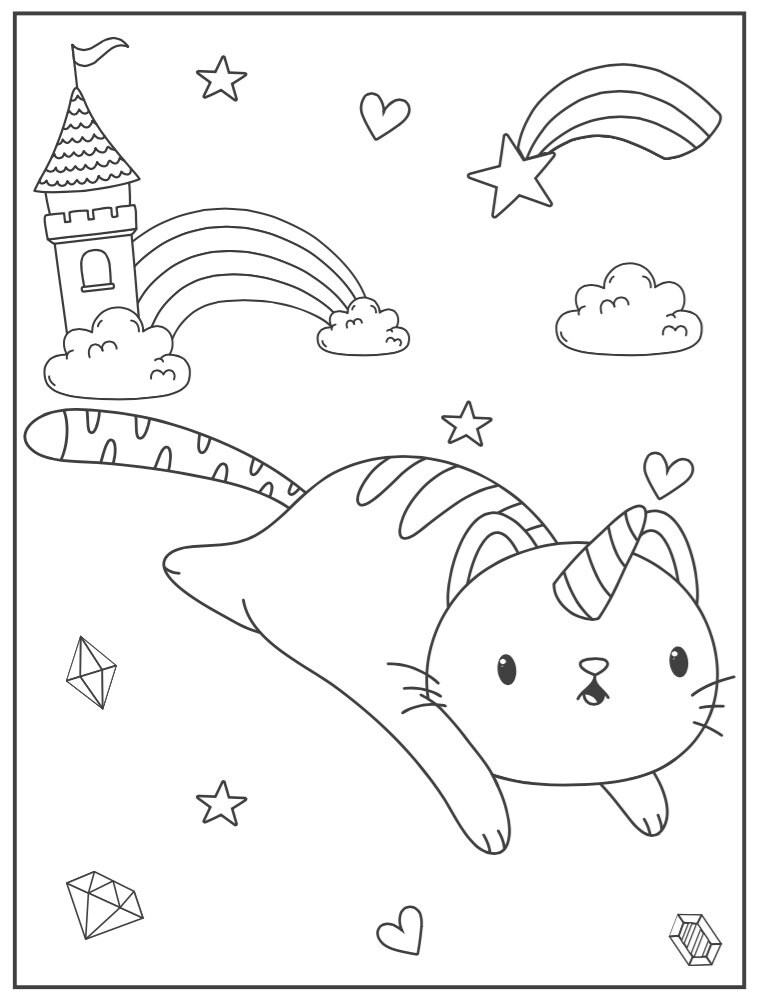 Kitty-coloring 21 Pages- Digital Prints - Etsy