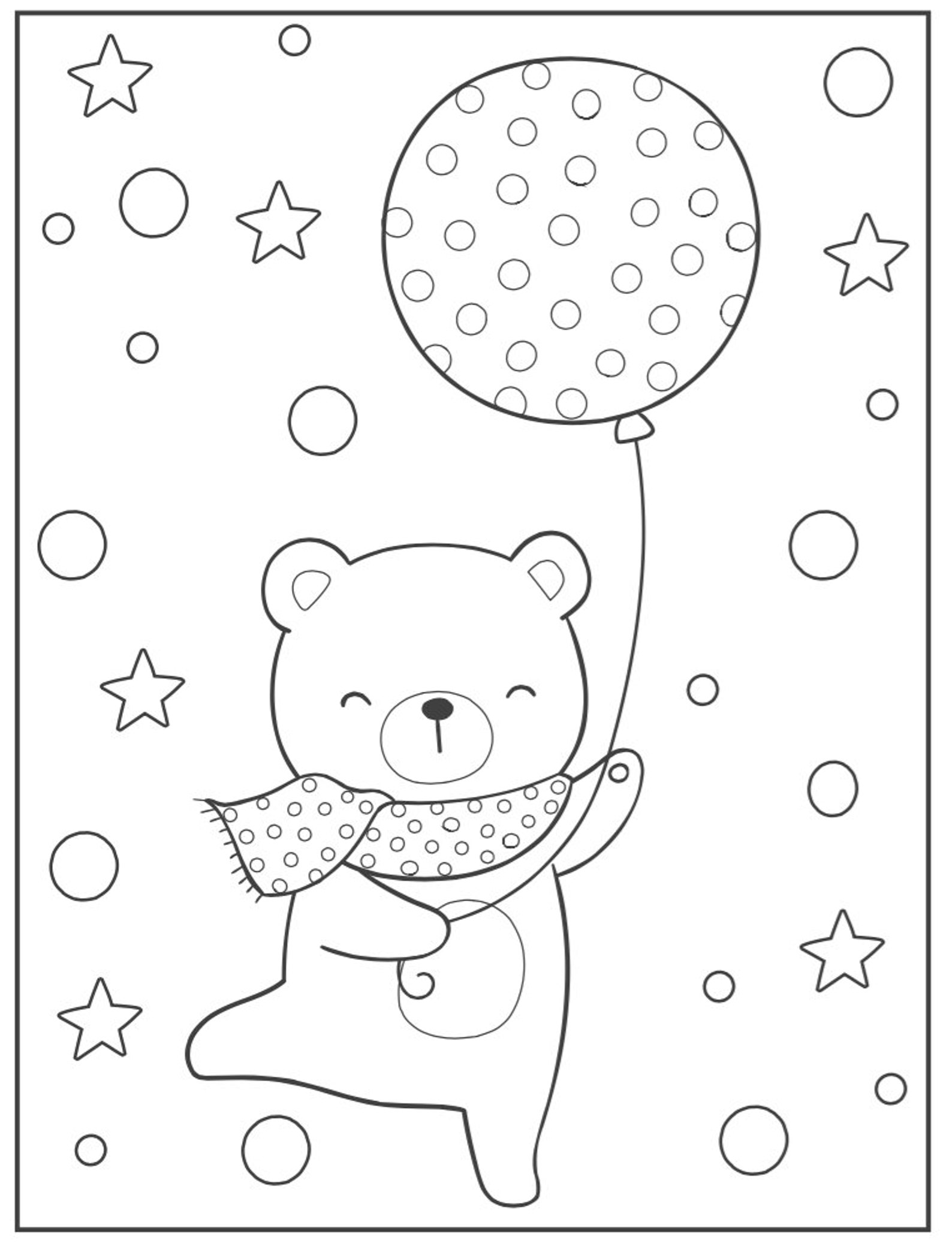 Cute Bear Coloring- 21 Pages- Digital Prints - Etsy