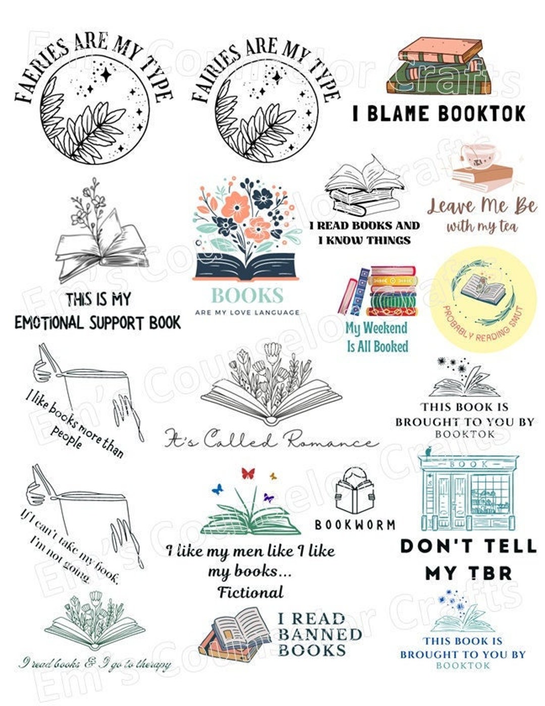 35 Unique Book & Reading Themed Svg/pngs Graphics, Booktok Books ...