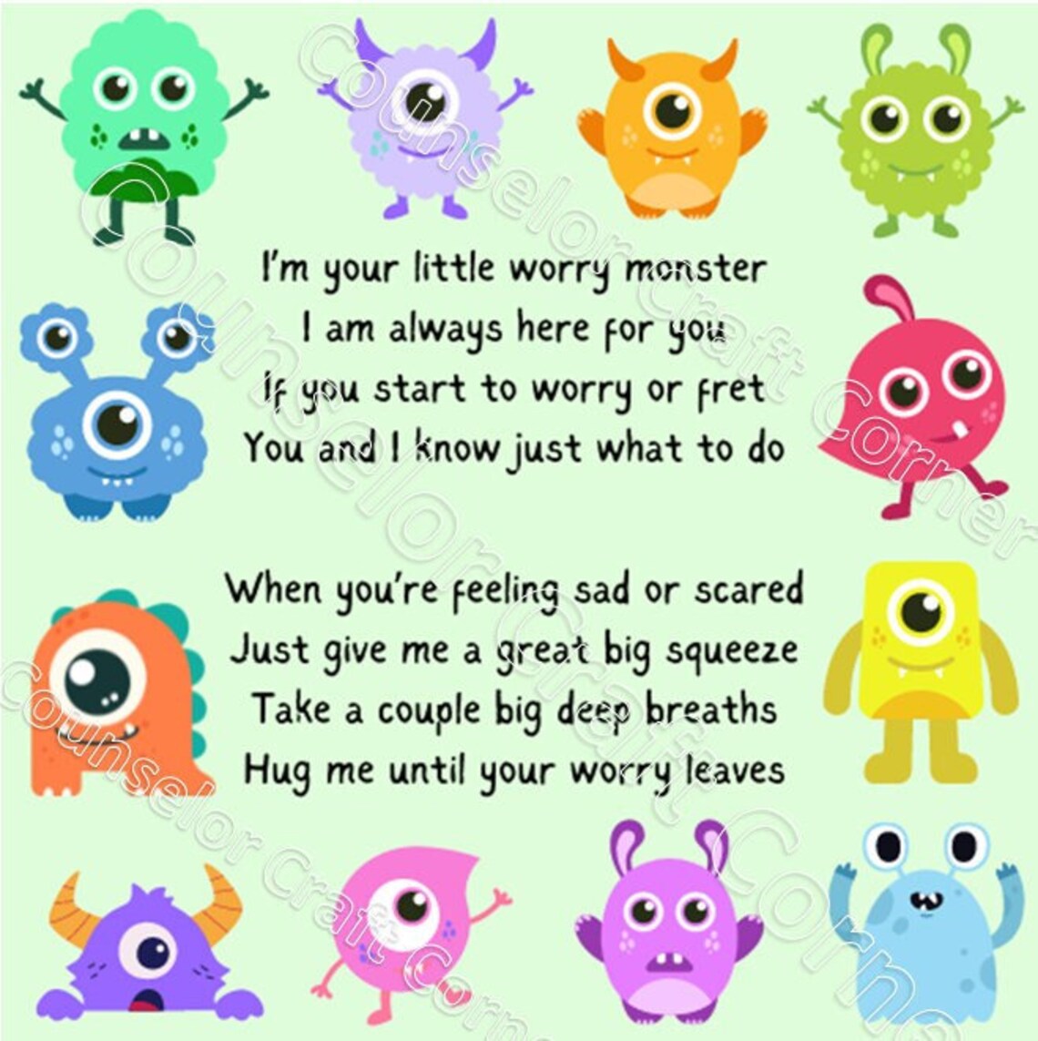 Worry Monster Tag Poem, Worry Worm or Worry Monster Poem, Label, Gift ...