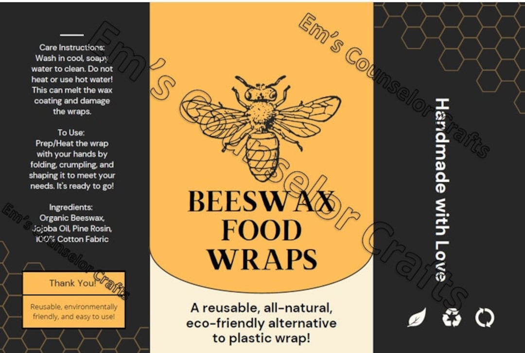Beeswax Food Wrap Label Digital Download - 2 Different Label Options - Etsy